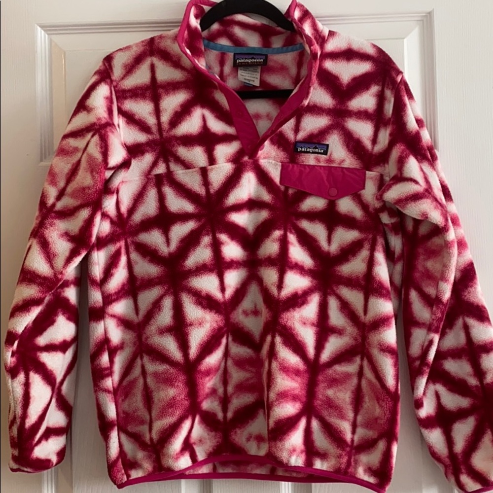 Patagonia Synchilla White & Pink Pattern Pullover - Gem